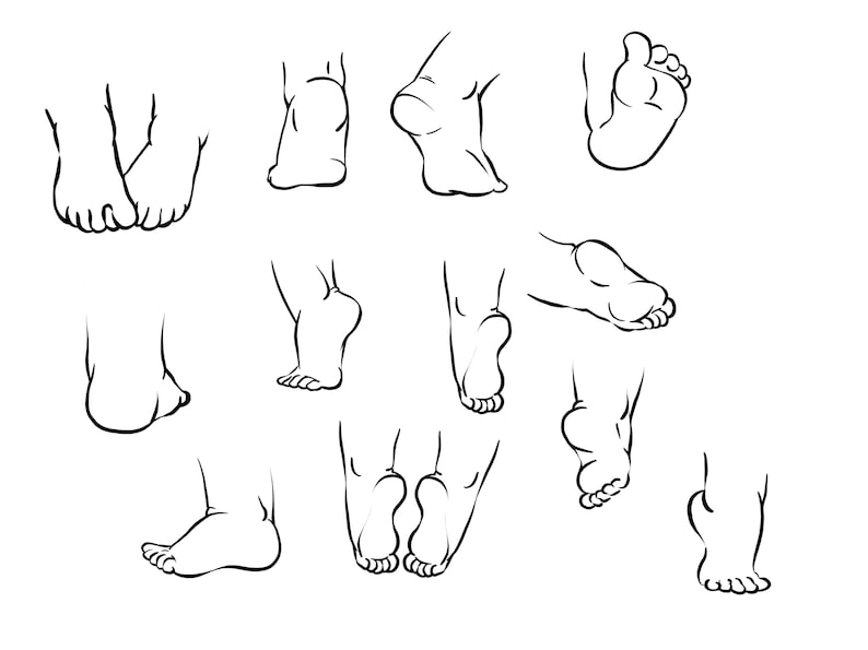 Procreate Brush Stamps, Chibi Characters Cute Little Feet, Help in Foot ...