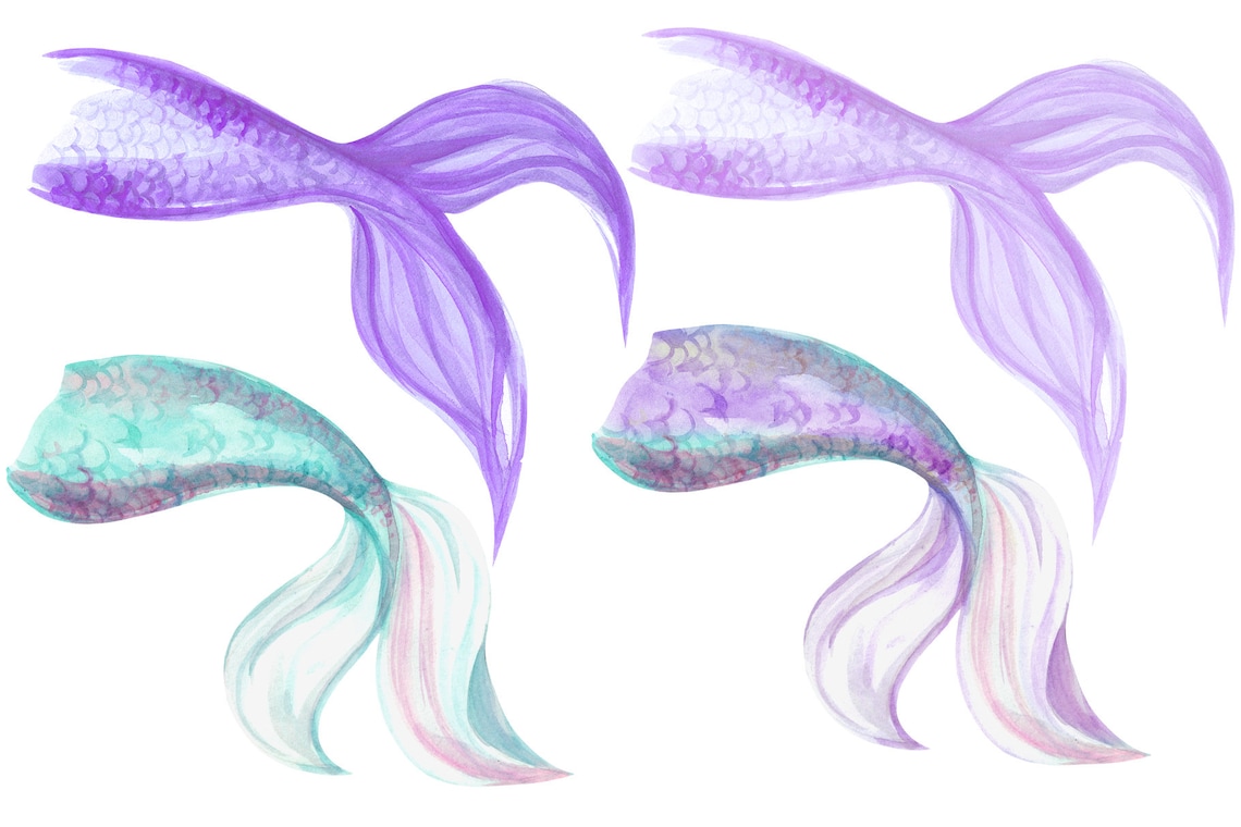 Watercolor Mermaid Tail Clipart, Mermaid Clip Art, Underwater Coral PNG ...