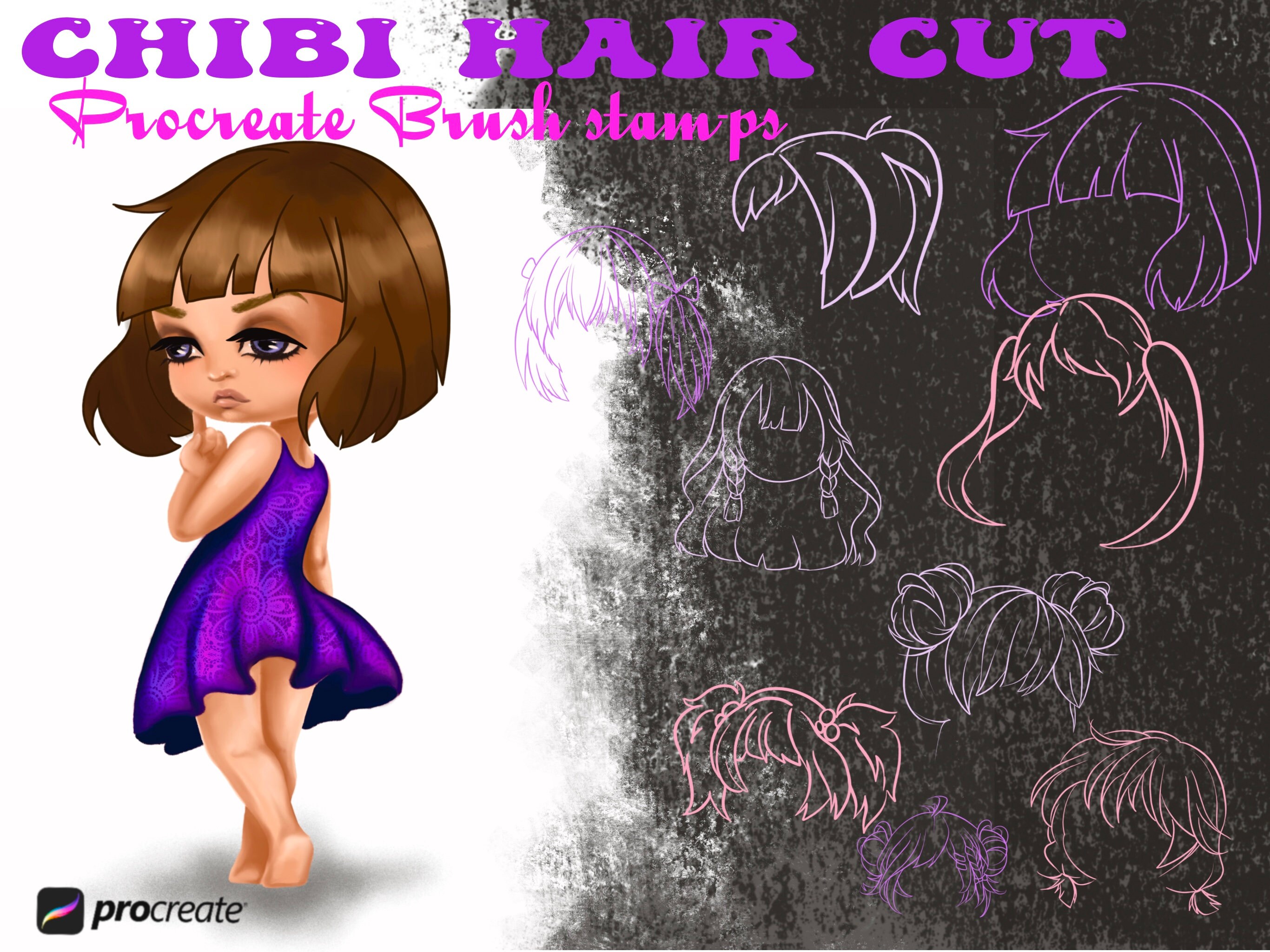 Digital Hand Drawing Figure Haircut Guide Cartoon Figures Commercial ...