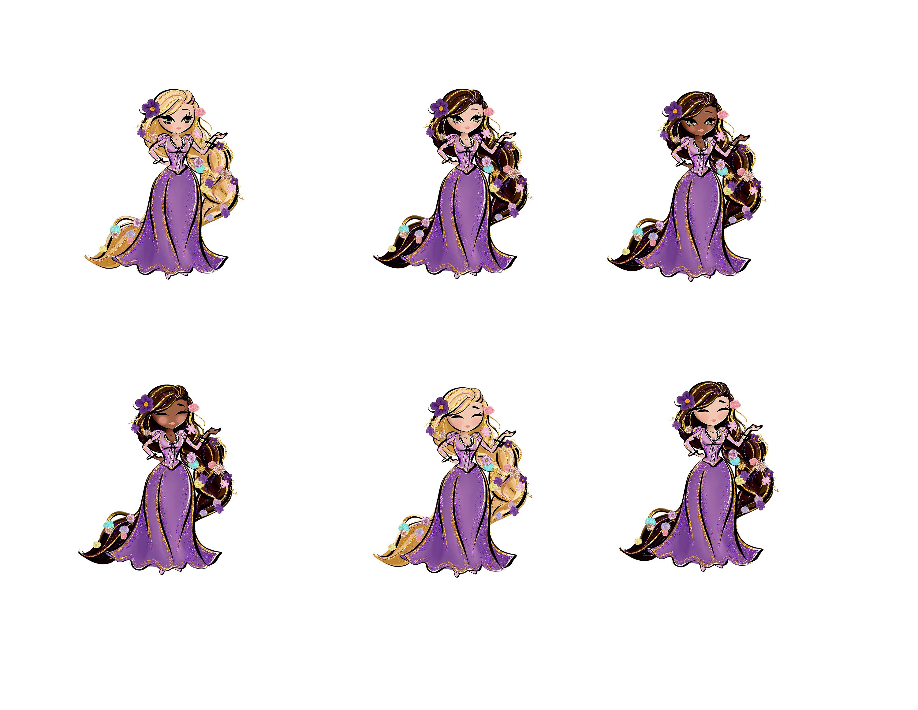 Rapunzel Clipart Set: Watercolor Princess, Tower, Pascal, Maximus ...