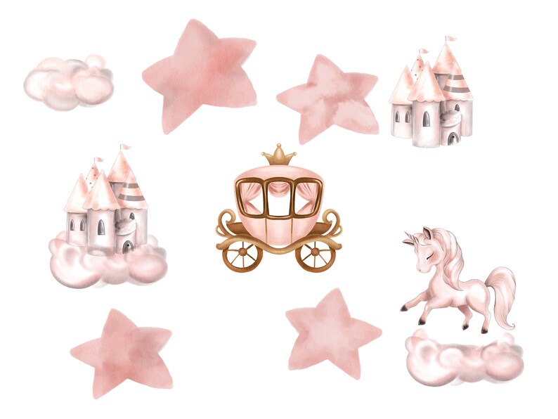Little Princess Birthday Party Clipart Set, Watercolor Princess Clipart ...