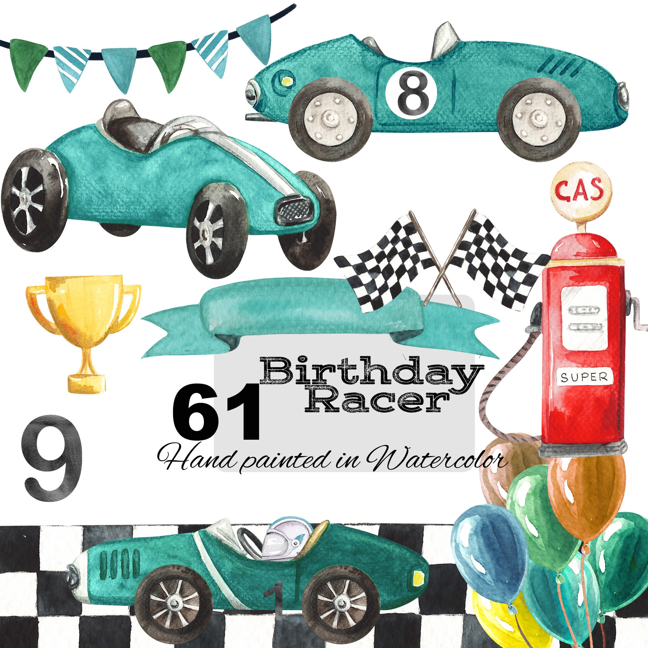 Baby Boy Sport Cars, Vintage Racing Cars PNG, Nursery Watercolor Cars ...