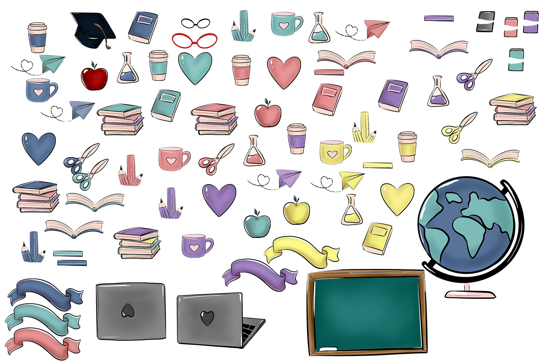Teacher Clipart, Back to School, Teacher's Day Hand Panted Clipart ...