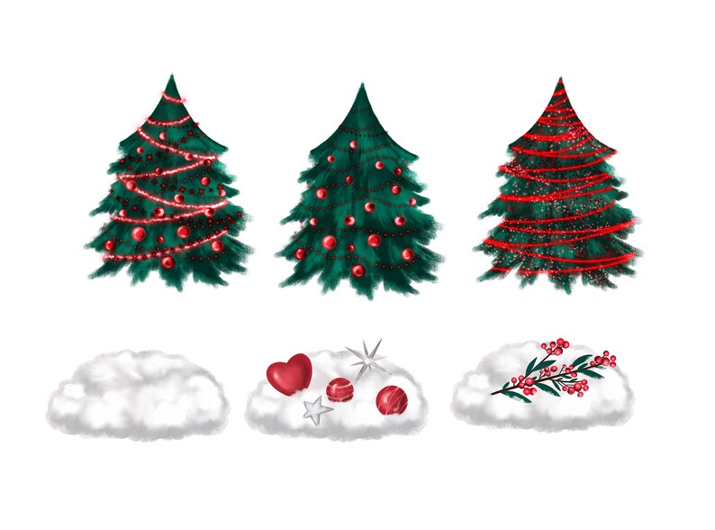 Cute Christmas Watercolor Clipart Set, Sweet Santa & Mrs Clause, Winter ...