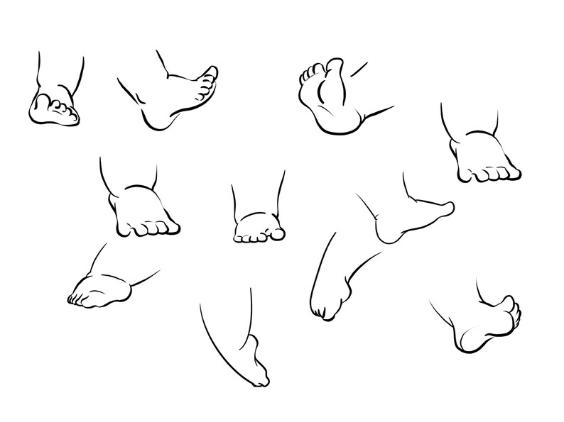 Procreate Brush Stamps, Chibi Characters Cute Little Feet, Help in Foot ...