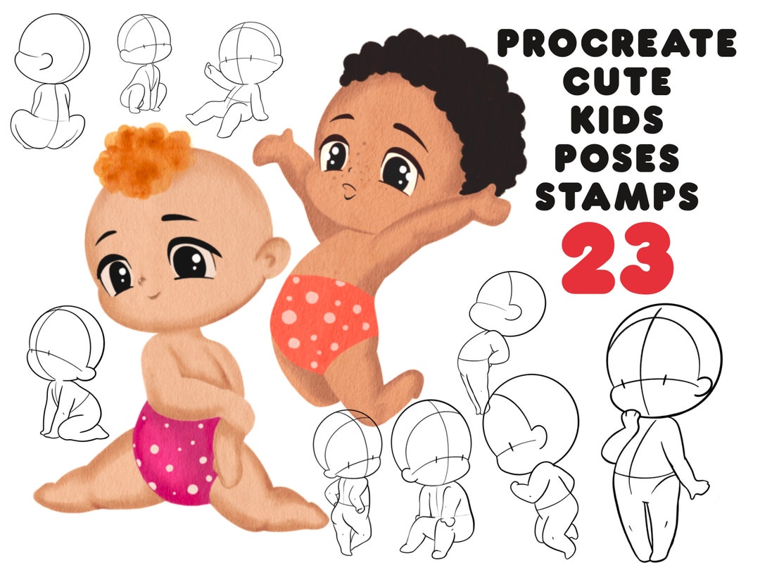 Procreate Brush Stamps Chibi Figures, Hand Drawn Figures Guide ...