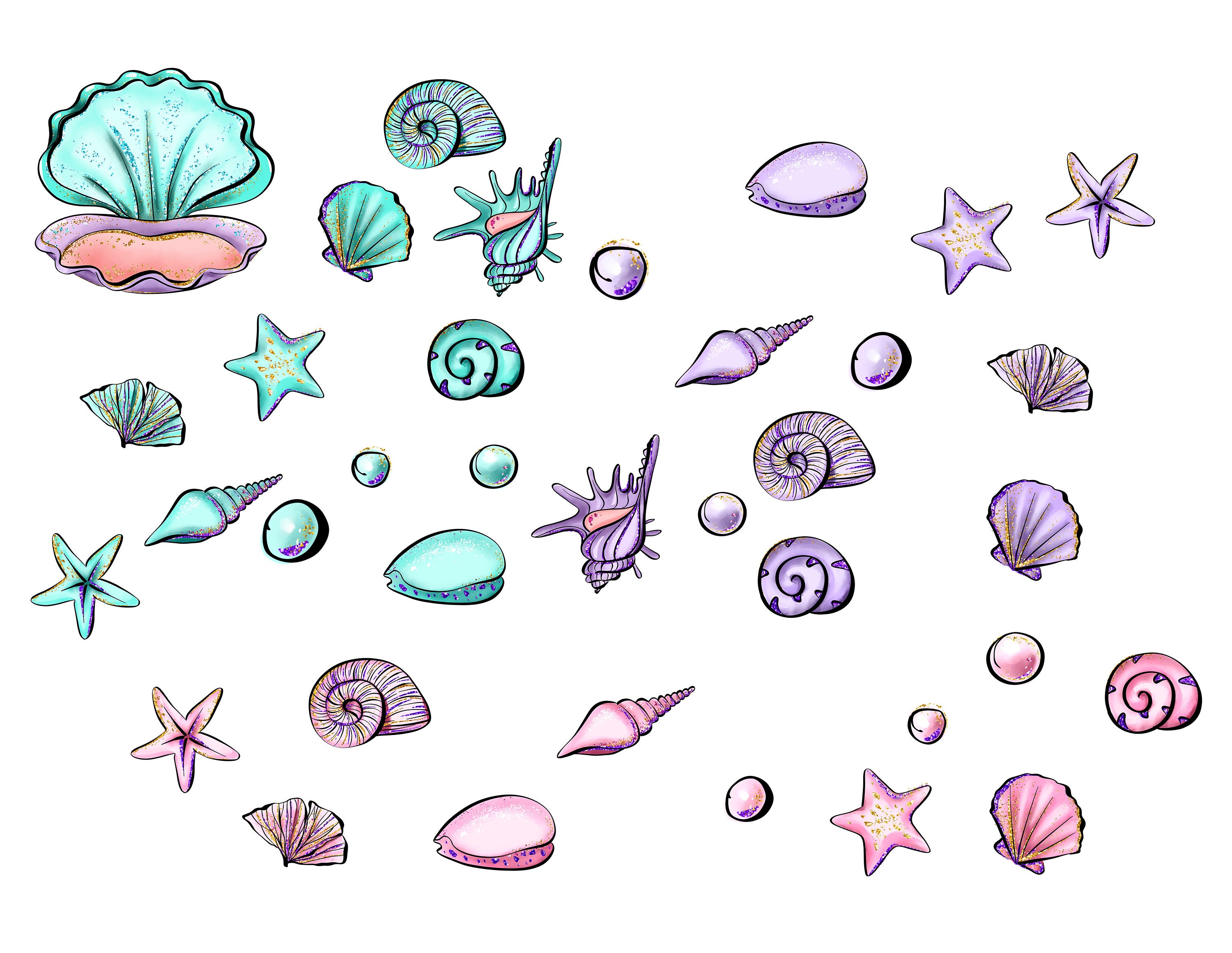 Little Mermaid Clipart Underwater Glitter Dolphin Coral - Etsy