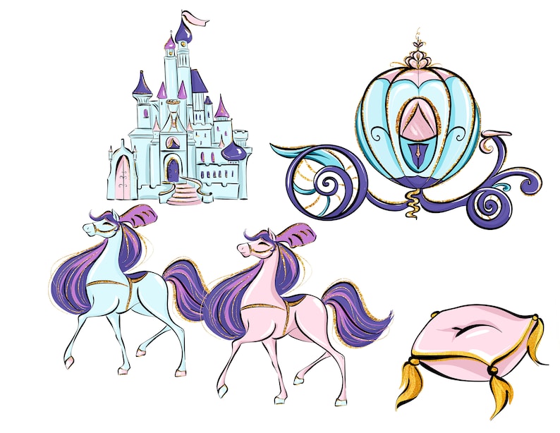 Cute Cinderella Clipart, Pumpkin Carriage, Fairy Tale Princess, Glass ...