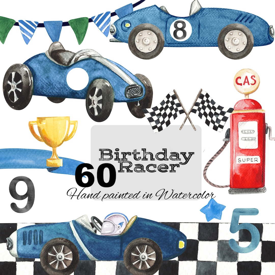 Race Cars Watercolor Clipart, Baby Boy Sport Cars, Watercolor Vintage ...