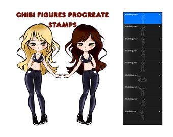 Anime Chibi Full Body Stamp PNG Brush Set - Body Pose Guide Stamps ...