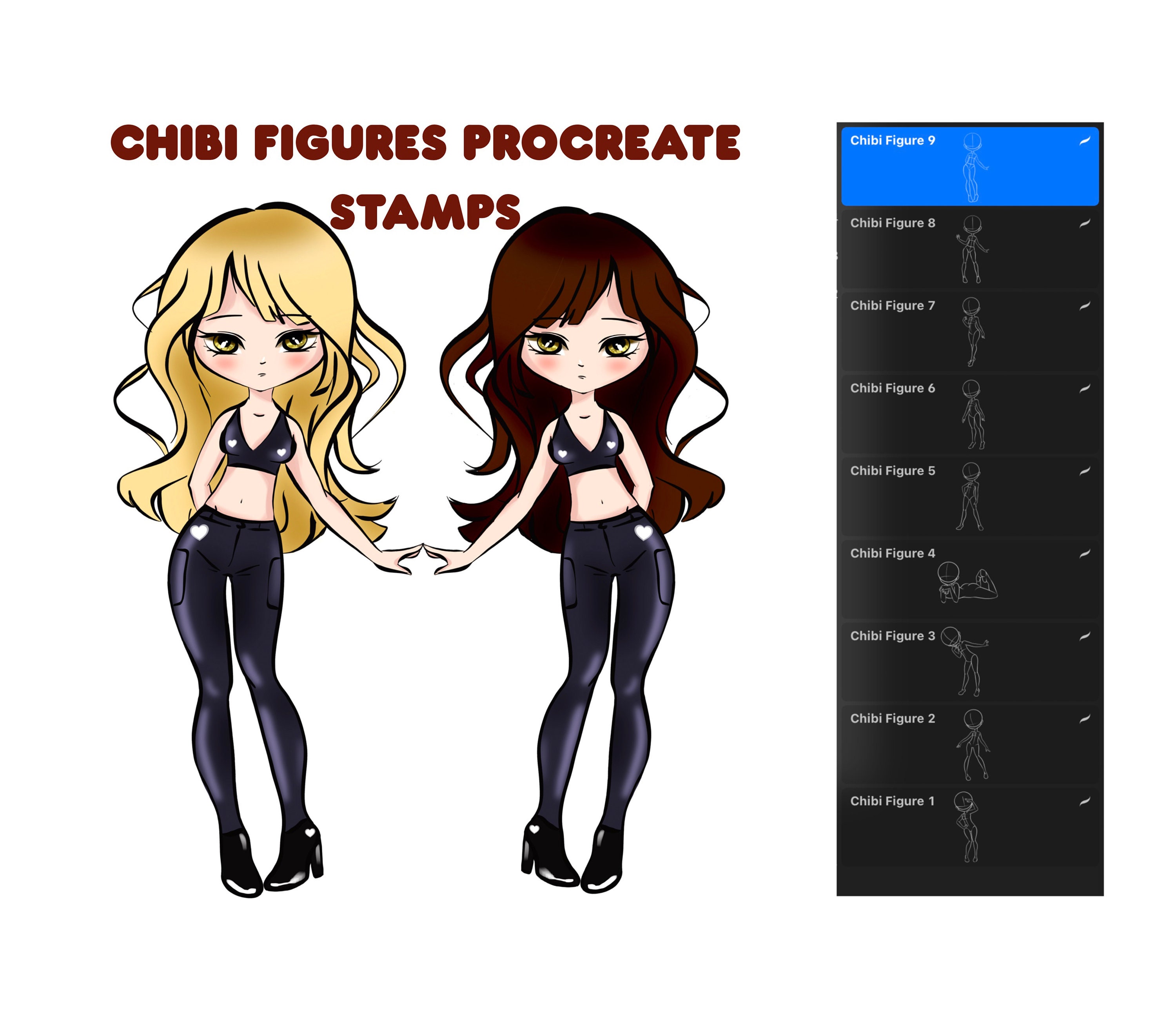 Cute Anime Characters Procreate Stamps, Procreate Brush Stamps, Help ...