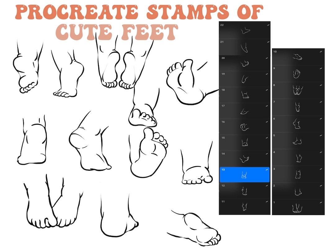 Procreate Brush Stamps, Chibi Characters Cute Little Feet, Help in Foot ...