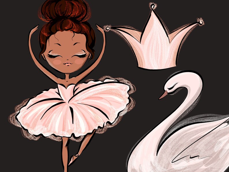 Boho Ballerina Clipart: Watercolor Pink Ballet PNG, Tutu Girls Clipart ...