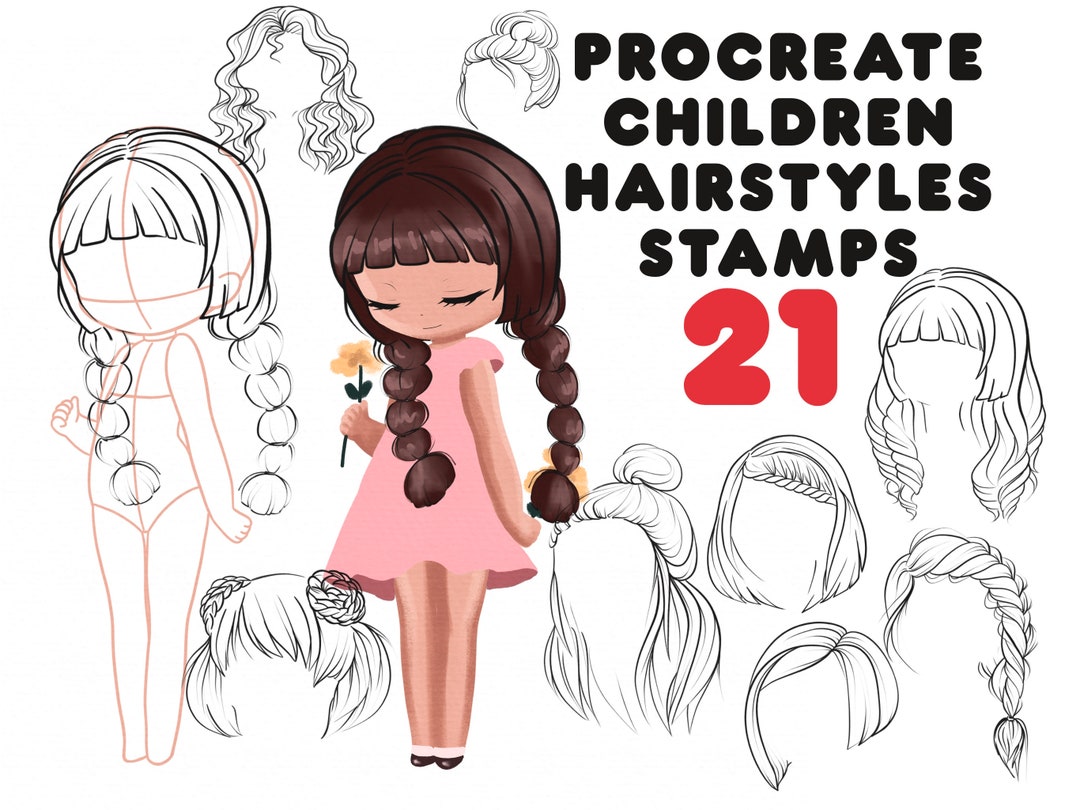 Chibi Characters Frisur Pinsel Set, Procreate Pinselstempel ...