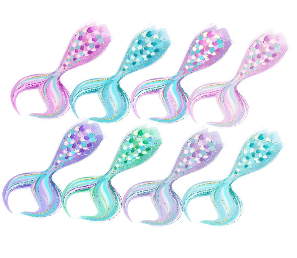 Watercolor Mermaid Tail Clipart, Mermaid Clip Art, Underwater Glitter ...