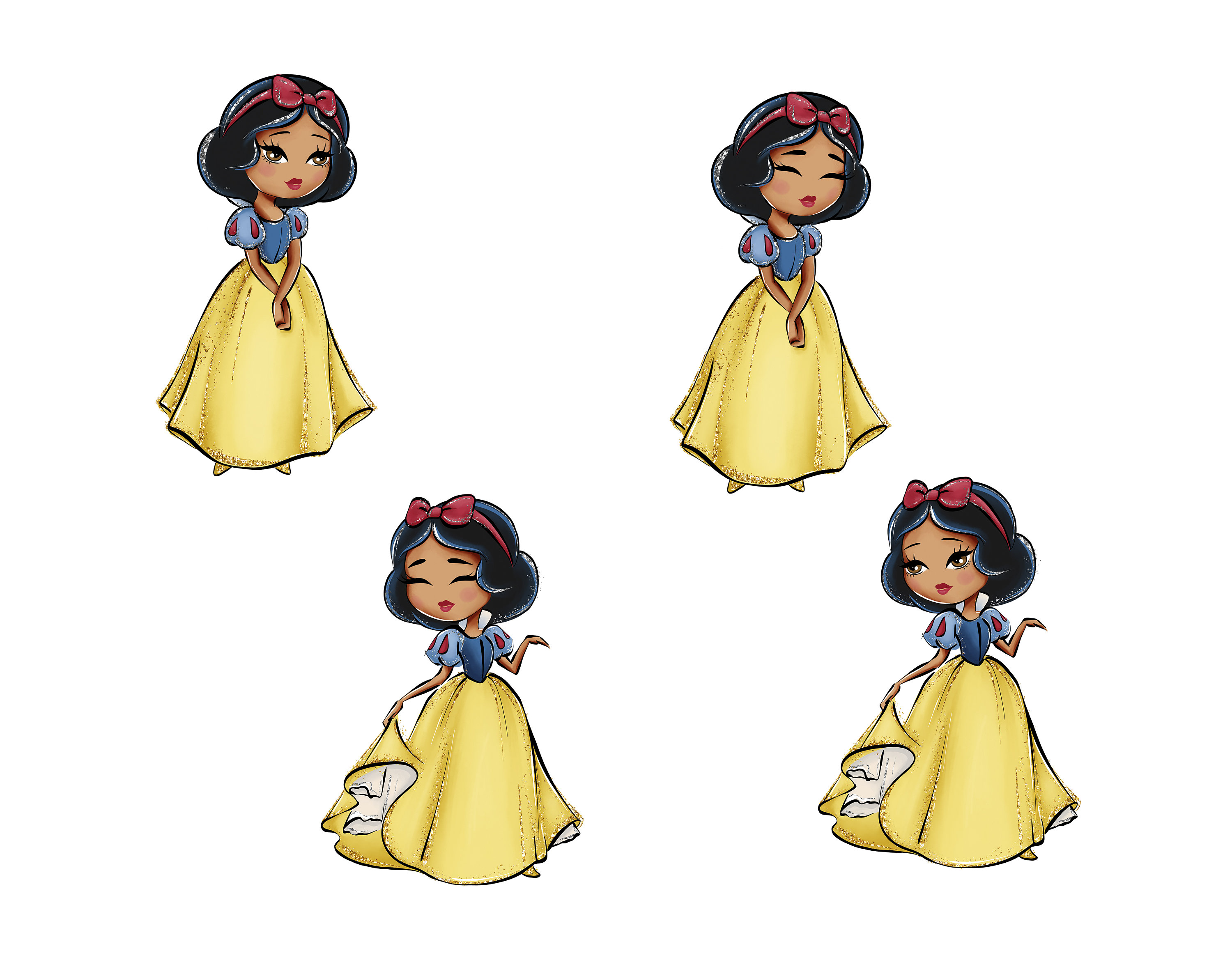 Snow White Clipart, Black Princess PNG, Black Seven Dwarfs Clipart ...