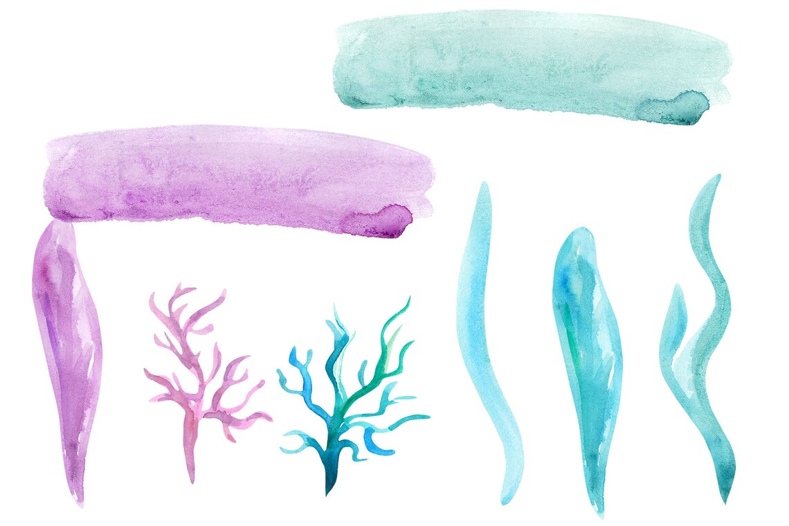 Watercolor Mermaid Tail Clipart, Mermaid Clip Art, Underwater Coral PNG ...