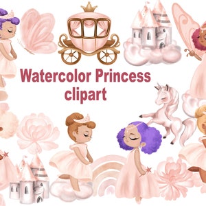 Watercolor Princess Clipart, Magical Castle PNG, Little Princess ...