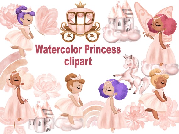 Watercolor Princess Clipart Magical Castle PNG Little - Etsy