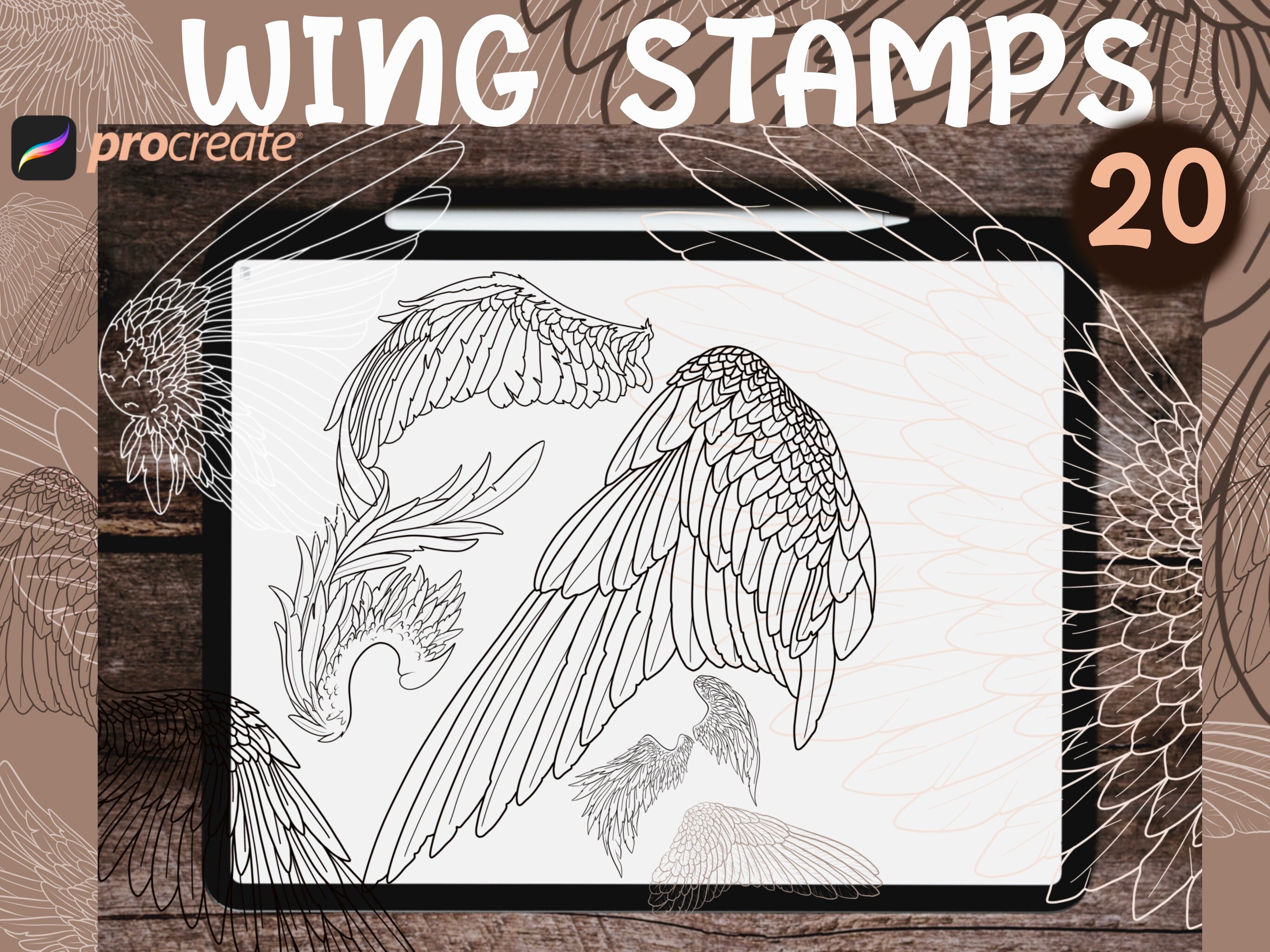 Procreate Stamp Brush Set Tattoo Stencil Stamps Procreate - Etsy