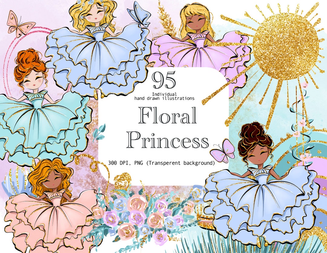 Little Princess Clip Art, Flowers and Leaves PNG, Floral Swing ...