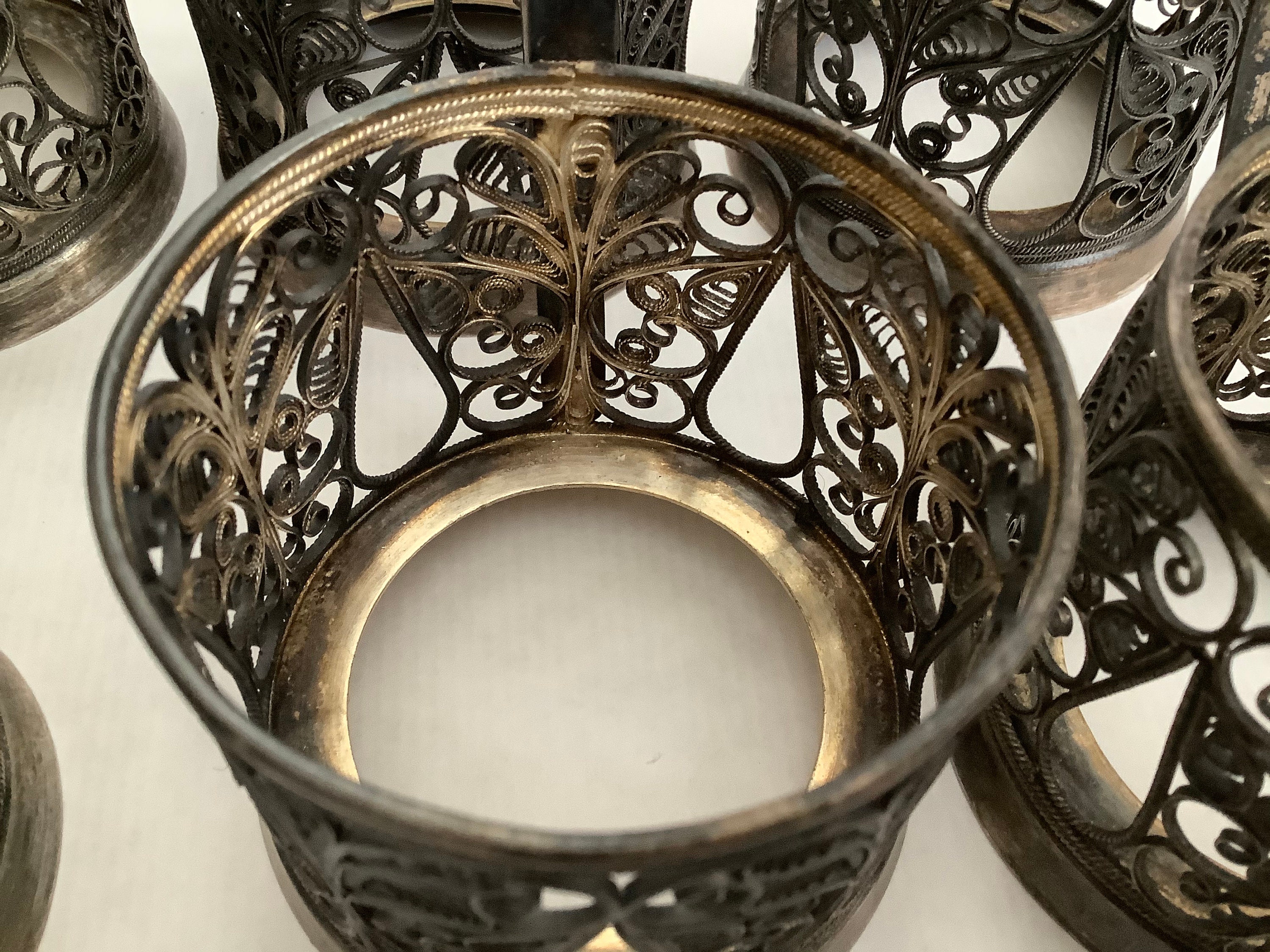 Vintage Silver Plated Filigree Tea Glass Holders - Set of 6 - Etsy