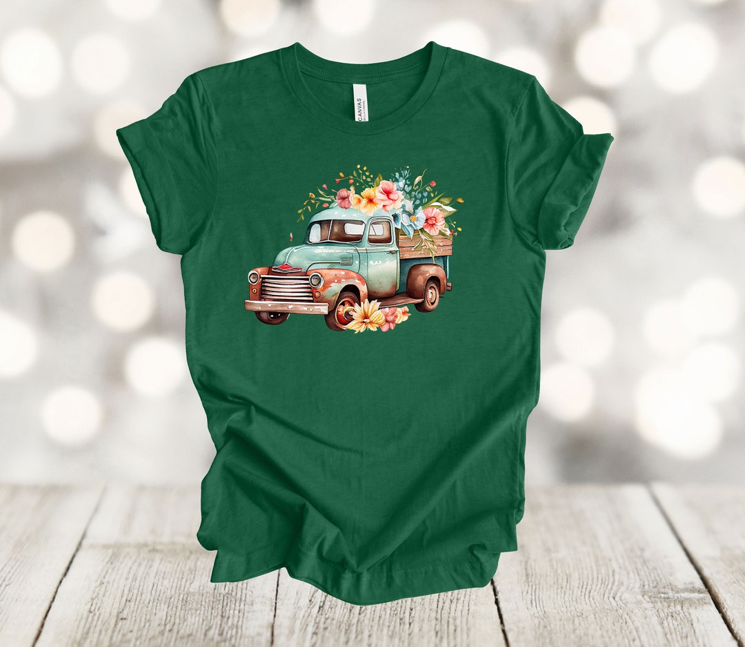 Spring Shirt, Old Truck Filled With Spring Flowers, Flower Truck ...