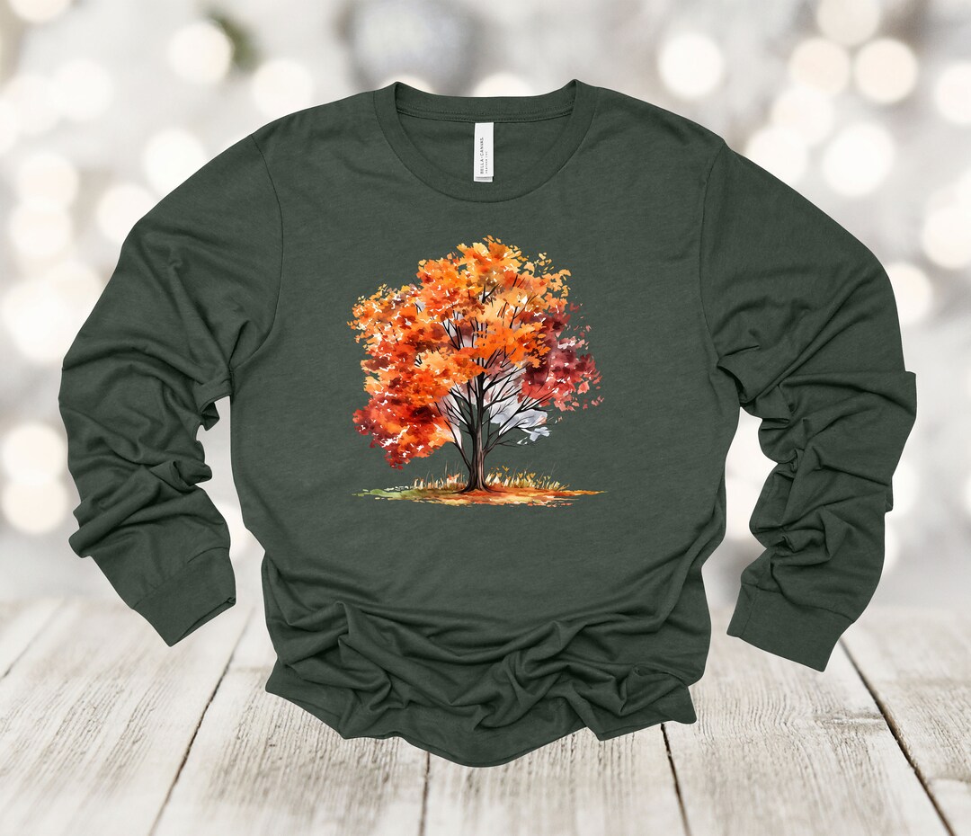 Autumn Maple Tree Long Sleeve Shirt: Fall Colors, Plus Size Bella ...