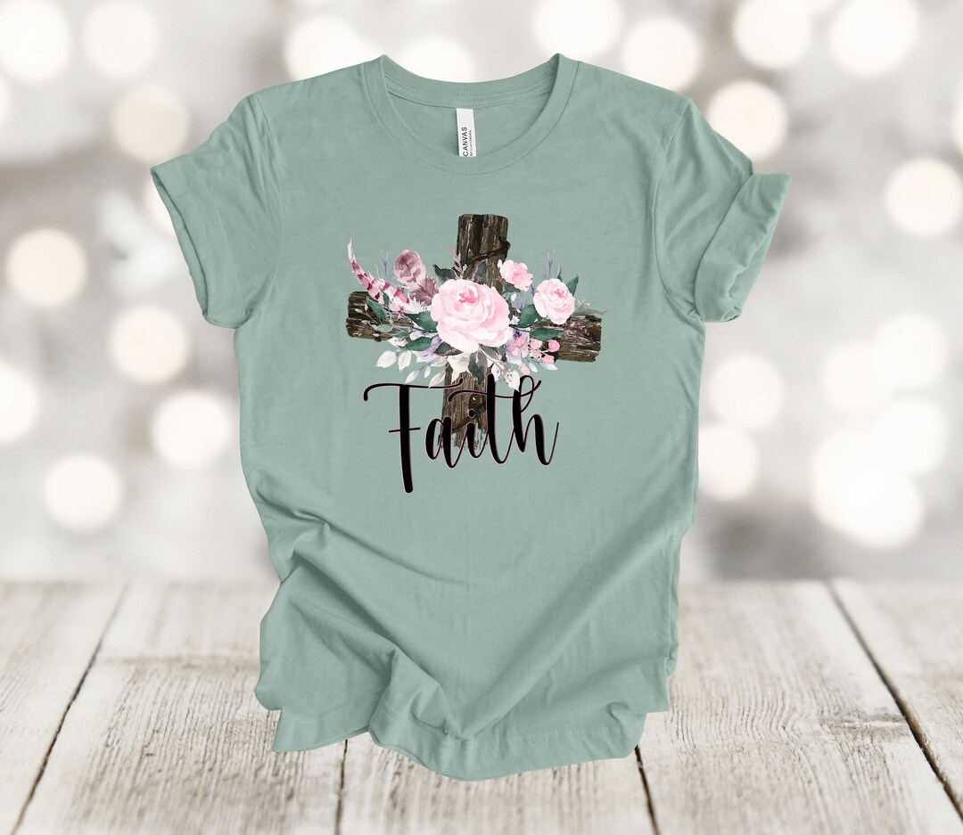 Easter Shirt, Faith, Wooden Cross, Christian Tee, Religious, Premium ...