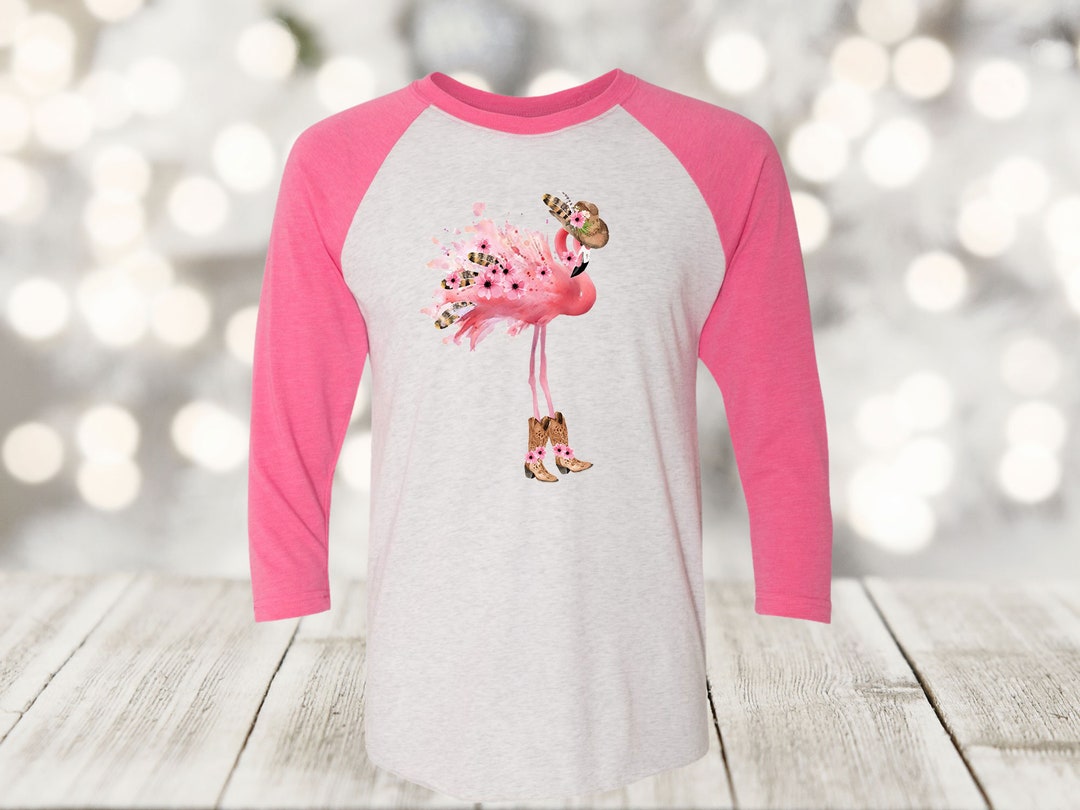 Flamingo Raglan, Fancy Flamingo With Cowboy Boots, Cowboy Hat, Flamingo ...