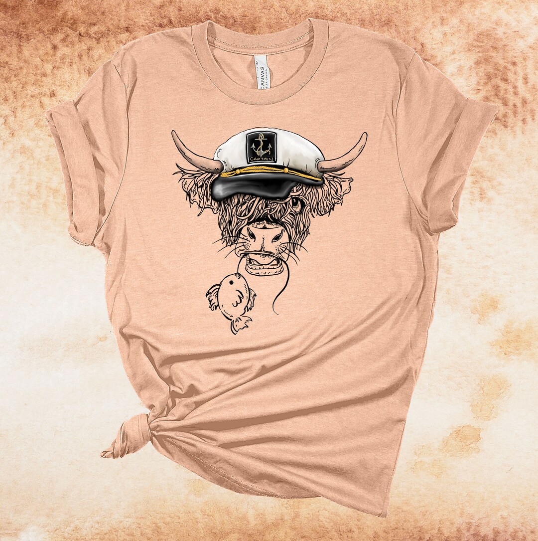 Fishing Boat Captain Cow, Fishing Cow, Highland Cow, Premium Soft ...