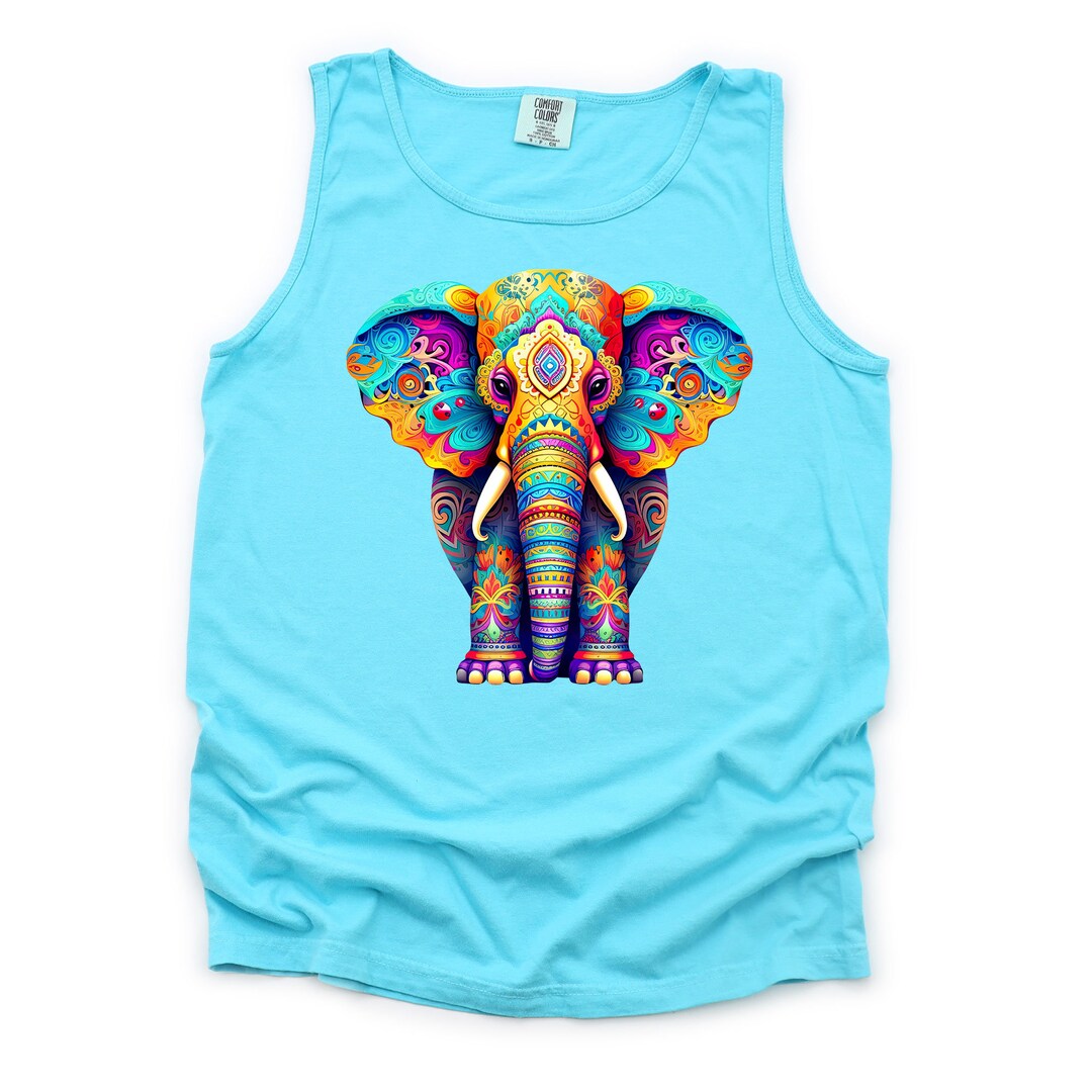 Watercolor Mandala Elephant Tank Top - Comfort Colors Unisex Tee - Etsy