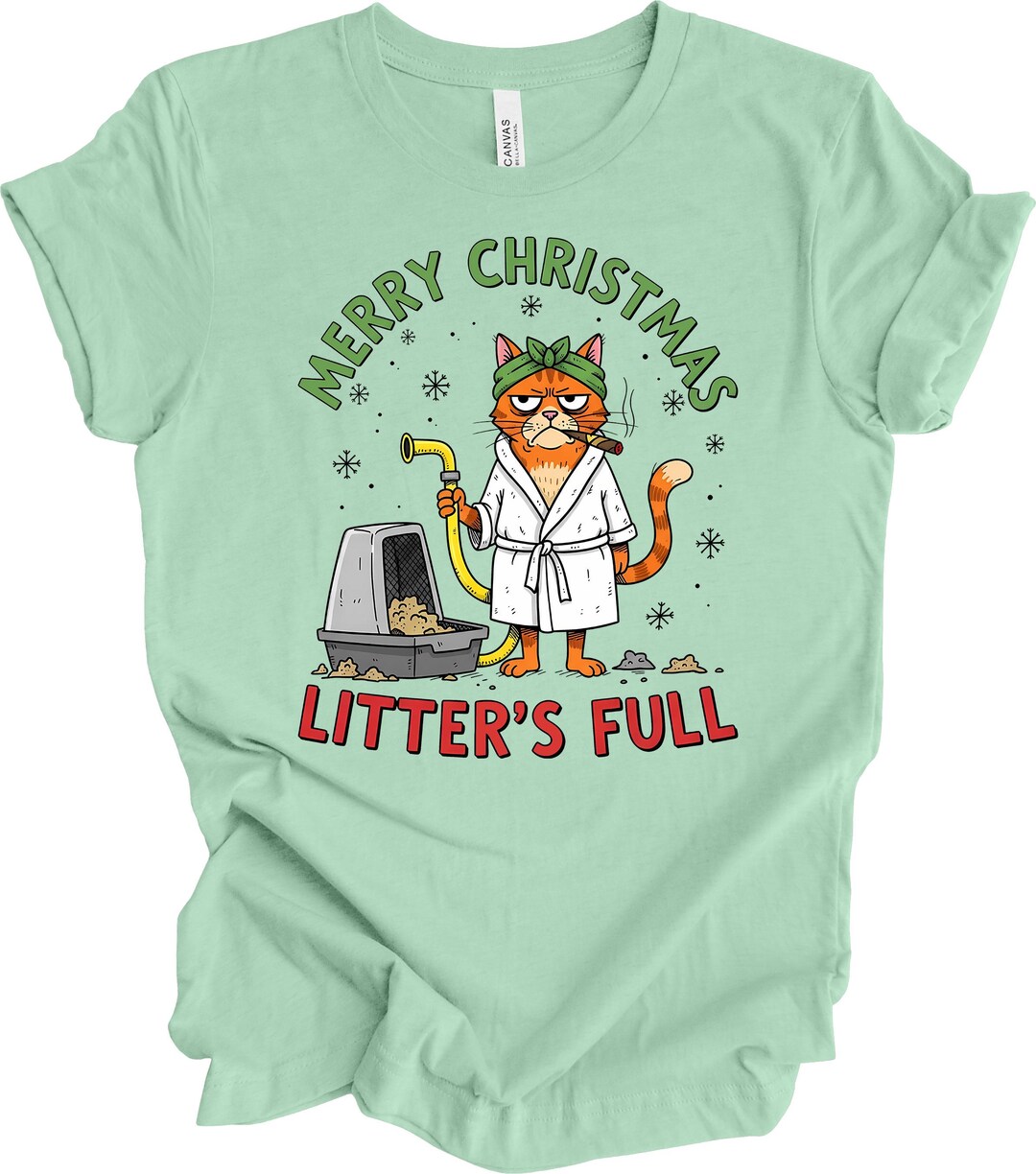 Merry Christmas Litter's Full, Funny Cat Holiday Unisex Tee - Etsy