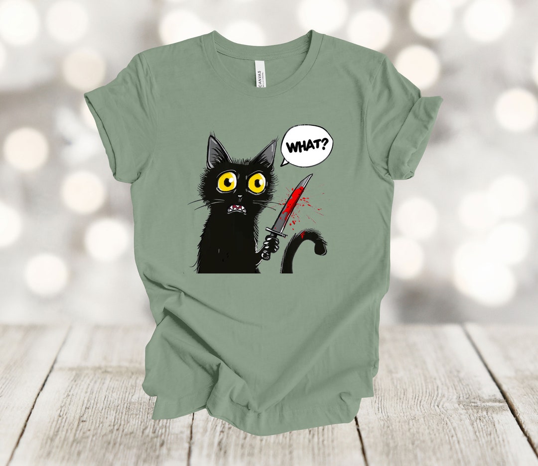 Stabby Cat Halloween Shirt: Funny Feline Tee - Plus Sizes - Etsy