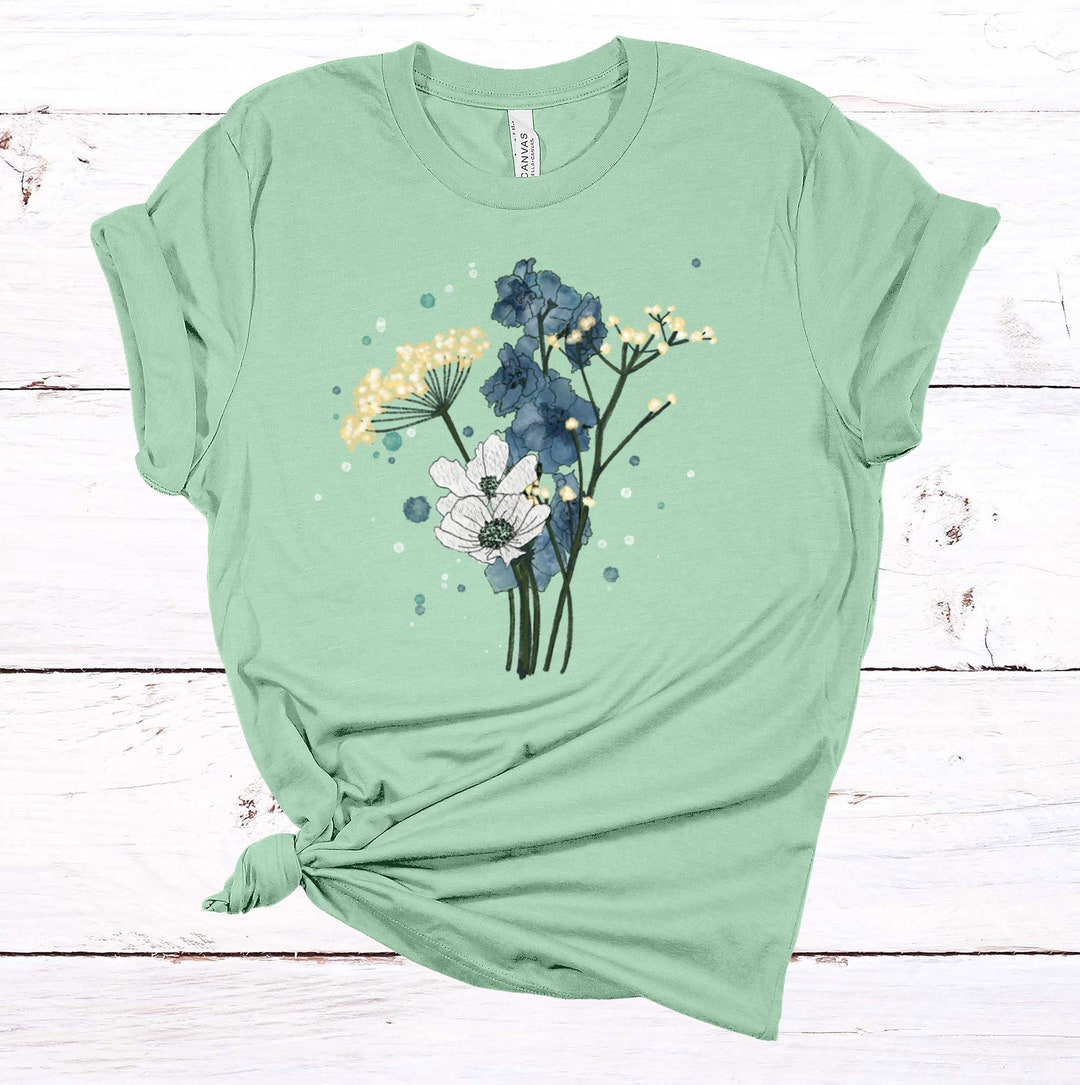 Beautiful Blue Flowers, Pretty Flowers, Flower Shirt, Floral Tee ...