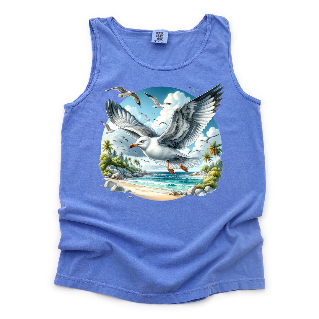 Summer Tank Top, Seagull, Ocean, Tropical Scene, Comfort Colors Unisex ...