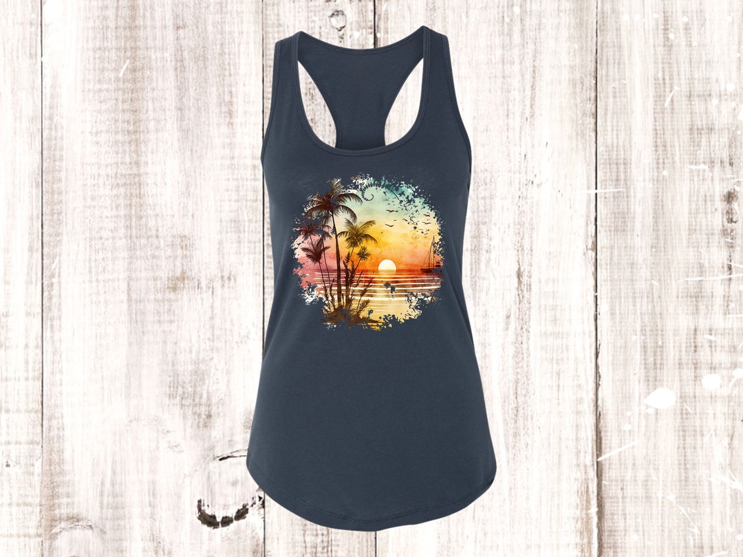 Beach Sunset Tank Top: Tropical Ocean Vacation Racerback - Etsy