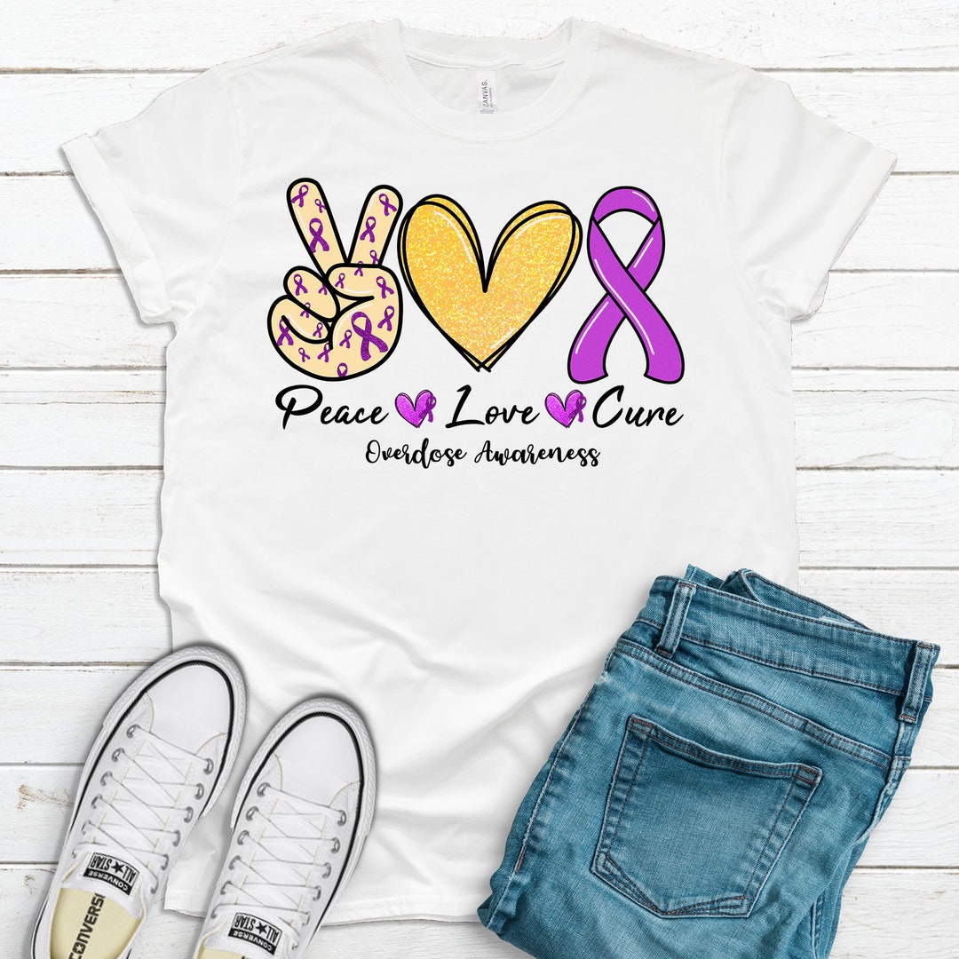 Peace Love Cure, Overdose Awareness, Premium Soft Unisex Tee, Plus Size ...