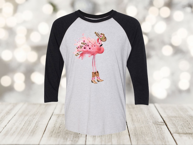 Flamingo Raglan Fancy Flamingo With Cowboy Boots Cowboy Hat - Etsy