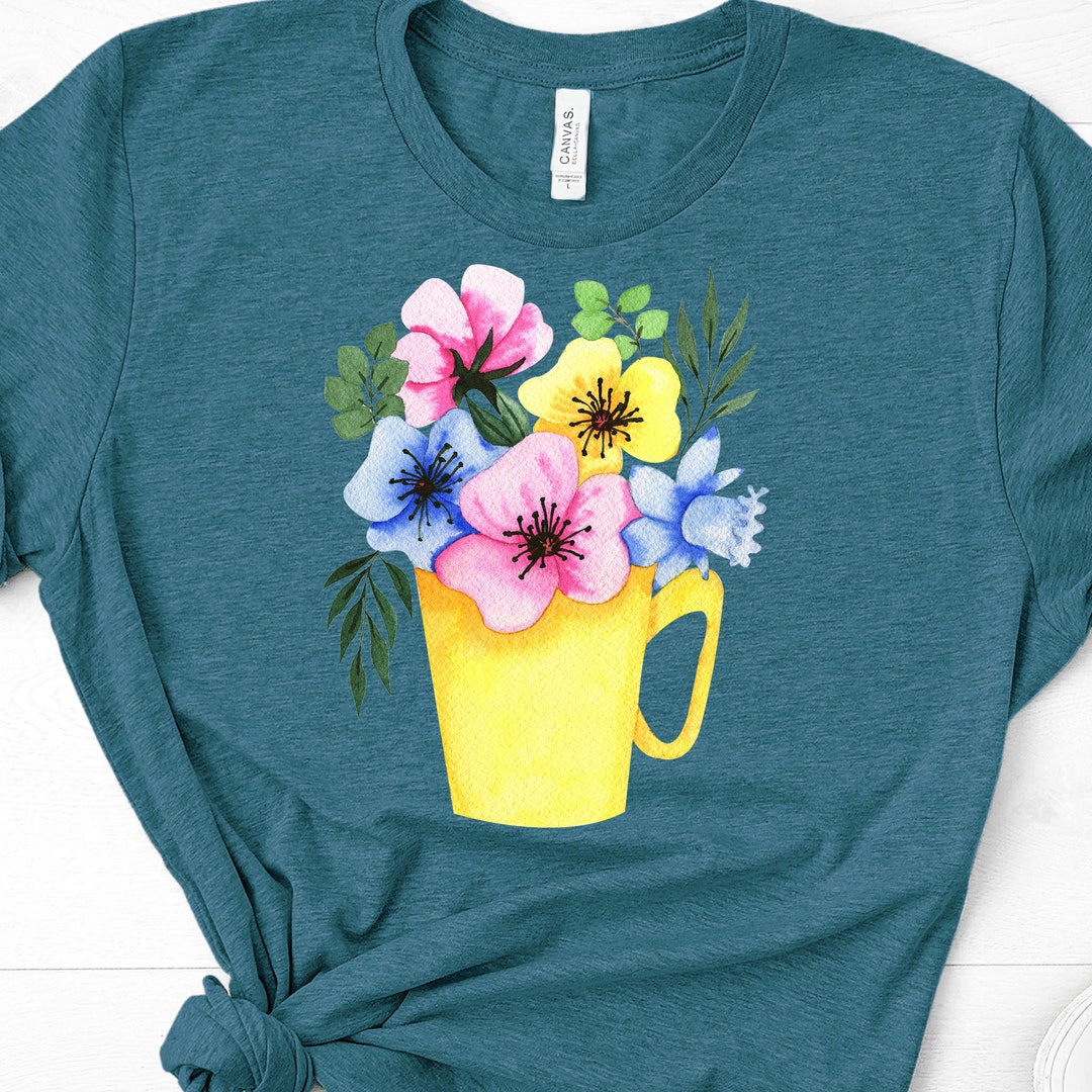 Spring Flowers in A Pitcher, Bella Canvas Tee, Pick From Several Colors ...