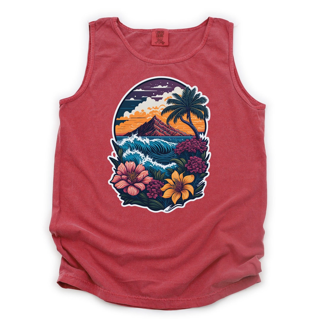 Summer Tank Top, Tropical Tank Top, Ocean, Mountain Tee, Comfort Colors ...
