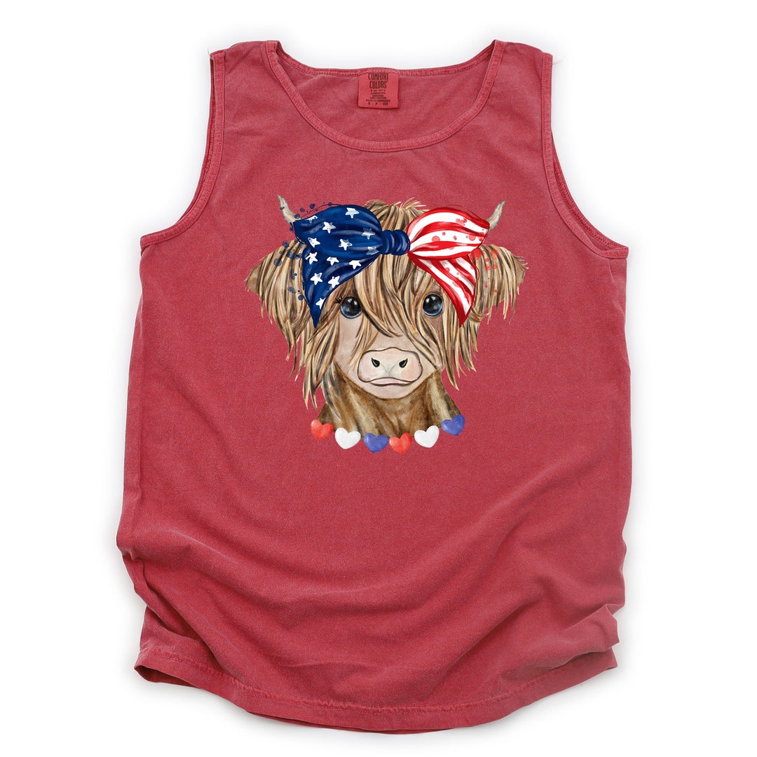 Independence Day Tank, 4th of July Cow, Patriotic Cow, Red White and ...