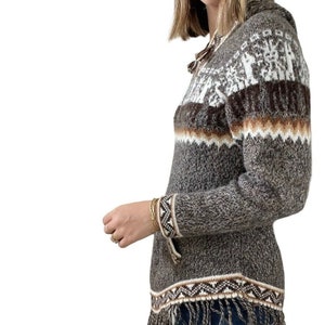 Vintage Womens Incas Andes Brown Alpaca Peruvian Soft Hoodie Fringe ...