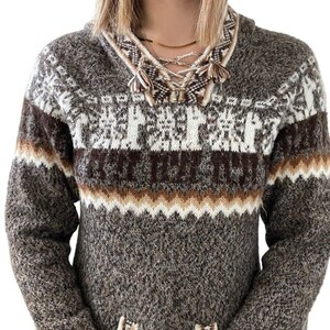 Vintage Womens Incas Andes Brown Alpaca Peruvian Soft Hoodie Fringe ...