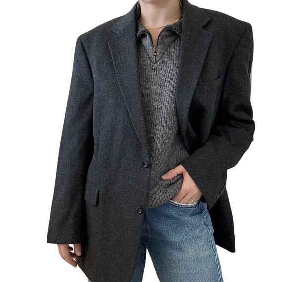 Jose Bank Mens Charcoal Grey Cashmere Dark Academia B… - Gem