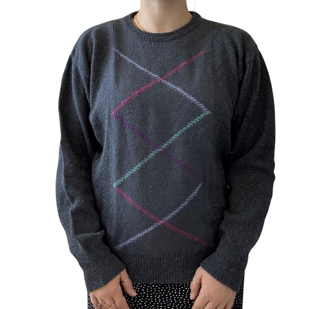 Vintage 1990s Gianfranco Ruffuni Gray Donegal Fleck Ski Argyle Sweater ...
