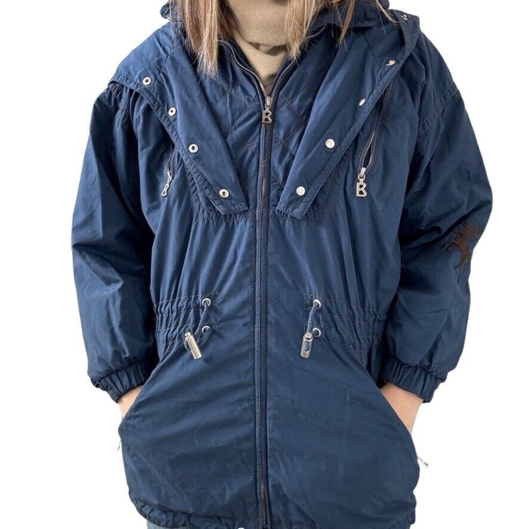 Vintage Womens Bogner Navy Blue Retro Oversized Western Ski Jacket Sz L ...