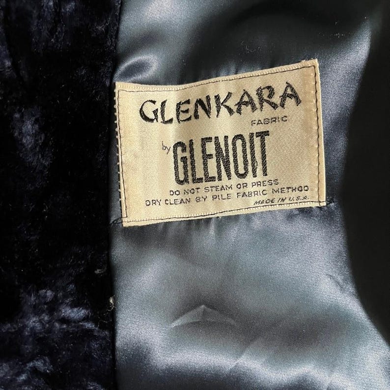 Vintage 1960s Glenkara by Glenoit Navy Blue Faux Fur Velvet Jacket Coat ...