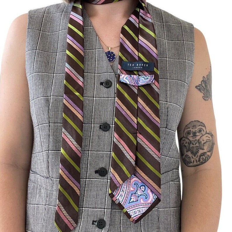 Ted Baker London Brown Striped Preppy Unisex Tie - Etsy