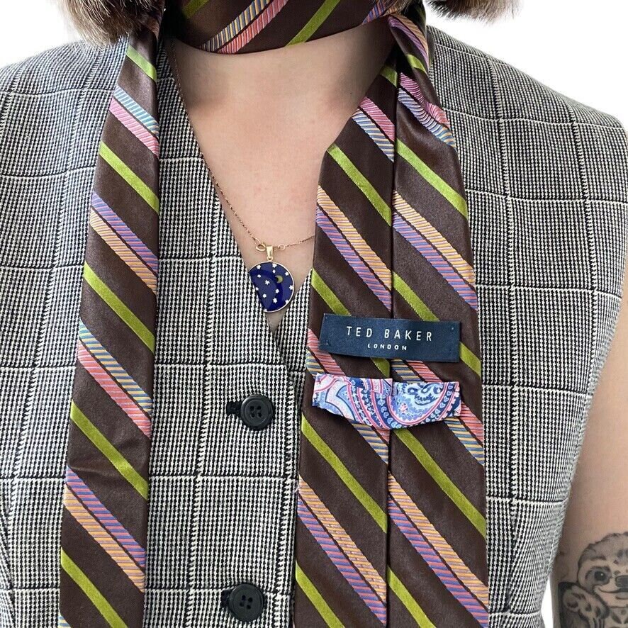 Ted Baker London Brown Striped Preppy Unisex Tie - Etsy